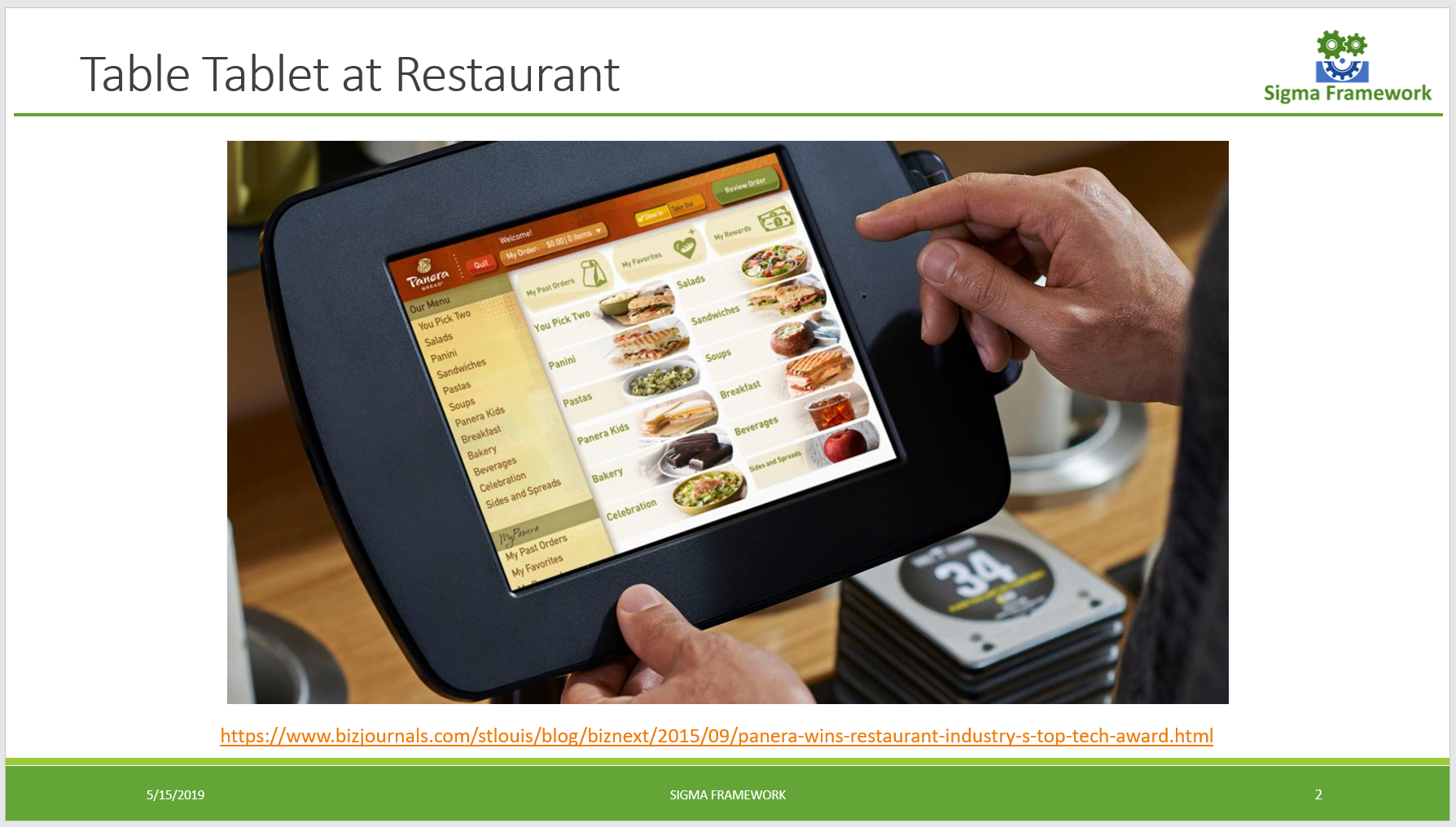 Essay: Table Tablet at Restaurant – Sigma Framework